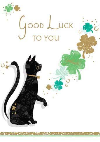Good Luck Card - Lucky Black Cat, English Cards in France – Cym Cards EI